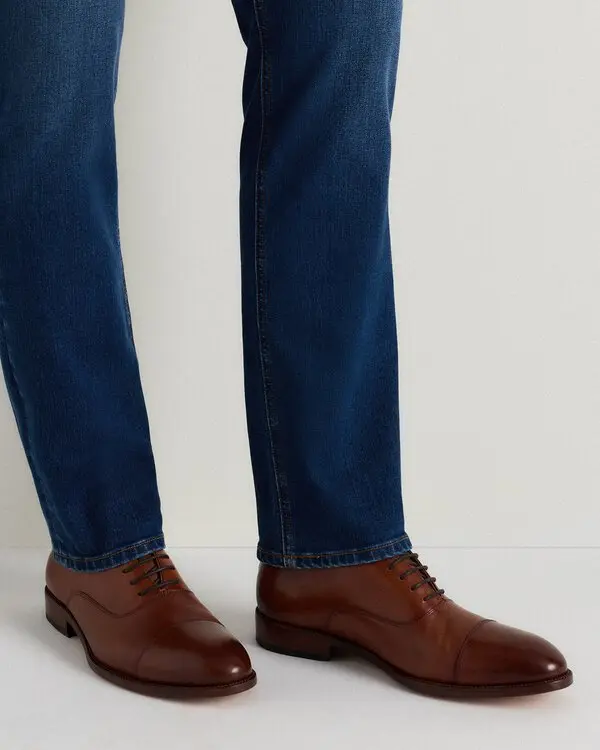 Quince Italian Leather Cap Toe Oxford - Cognac