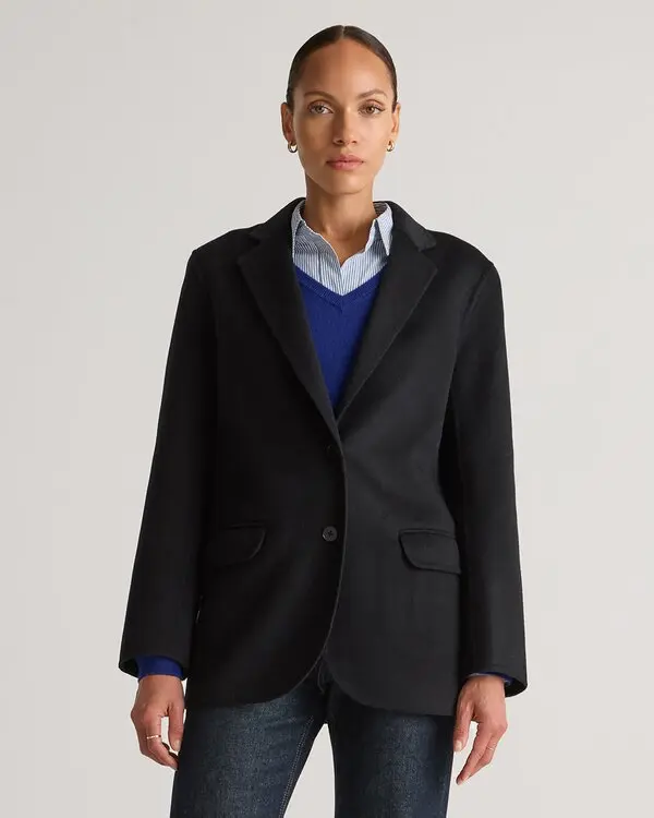 Quince Double-faced Merino Wool Soft Blazer - Black
