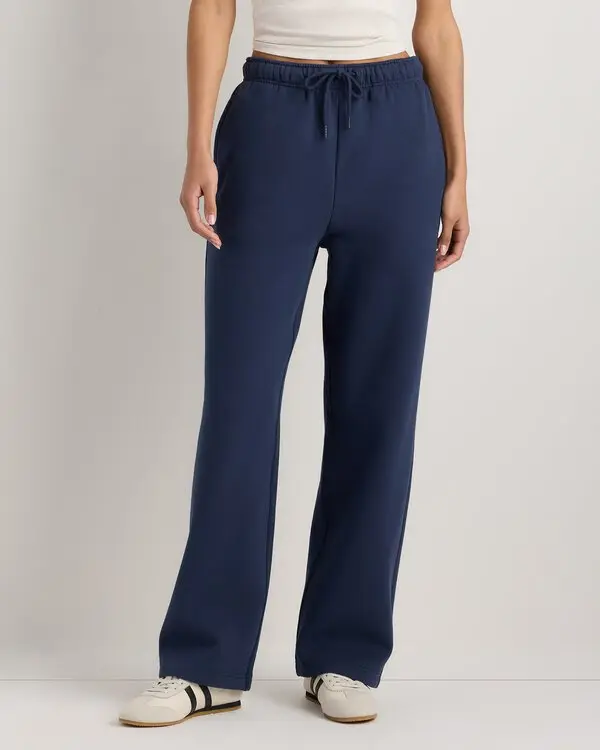Quince Straight-leg Fleece Sweatpants - Washed Deep Navy