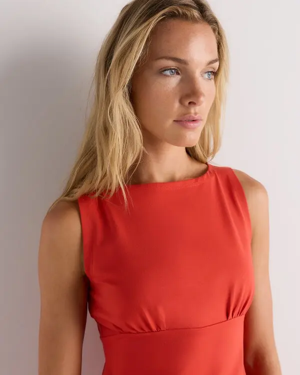 Quince Organic Stretch Jersey Drop Waist Mini Dress - Chile