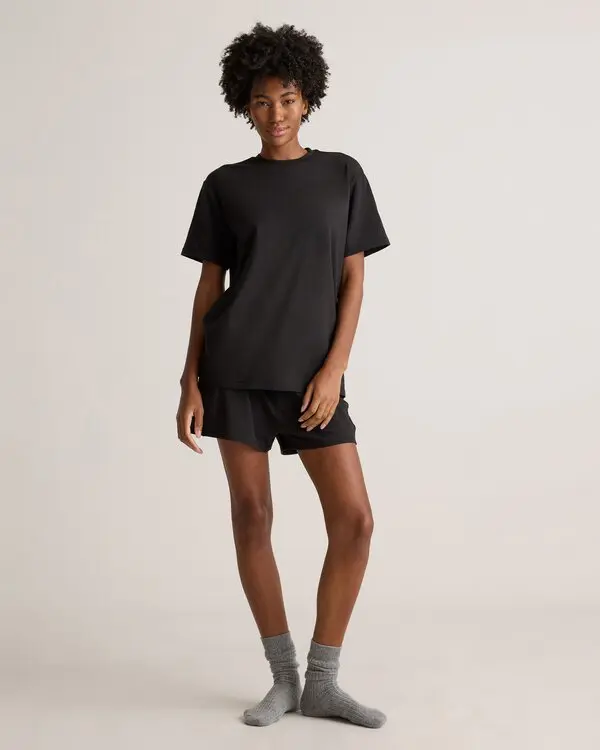 Quince Dream Lounge Oversized Short Sleeve Pajama Set - Bold Black