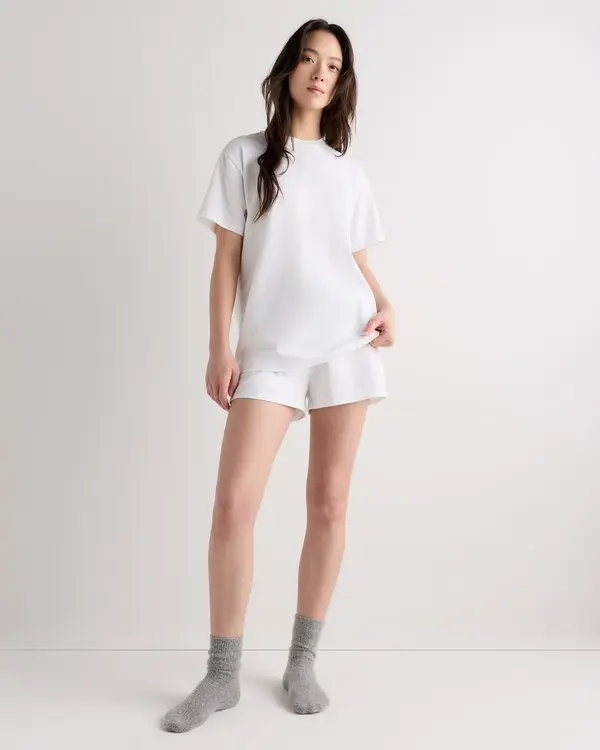 Quince Dream Lounge Oversized Short Sleeve Pajama Set - Soft White