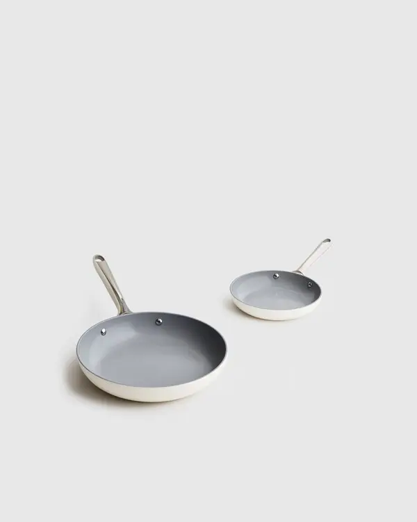 Quince Ceramic Nonstick Frying Pan Set: 8" & 10 - Ivory