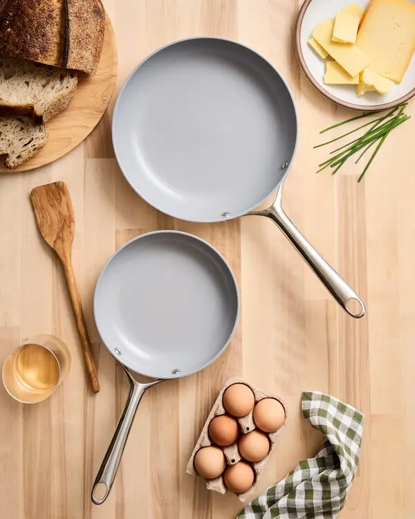 Quince Ceramic Nonstick Frying Pan Set: 8" & 10 - Ivory