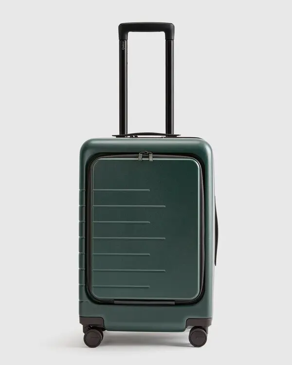 Quince Front Pocket Carry-on Hard Shell Suitcase - Dark Green