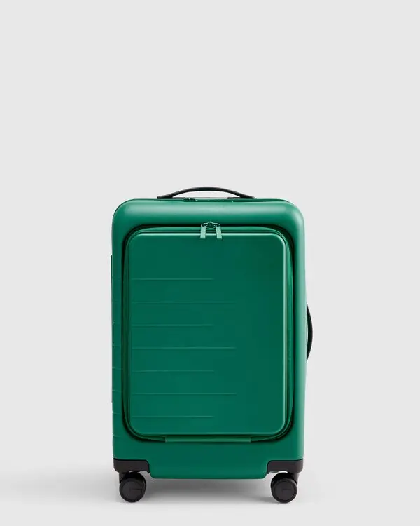 Quince Front Pocket Carry-on Hard Shell Suitcase - Emerald Jungle