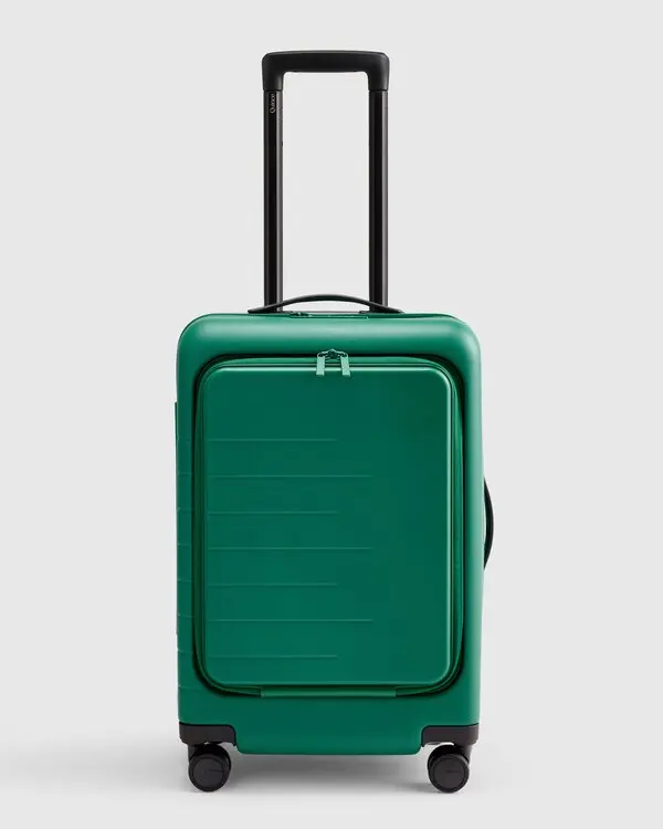 Quince Front Pocket Carry-on Hard Shell Suitcase - Emerald Jungle