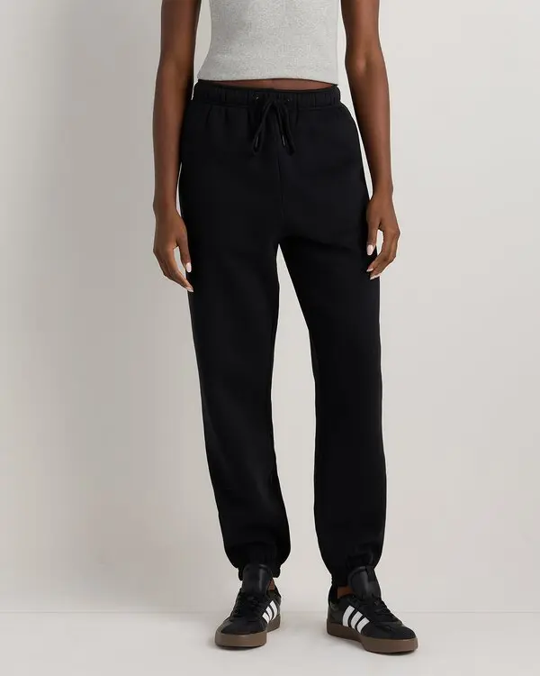 Quince Everyday Fleece Joggers With Elasticated Waistband And Drawstring - Black