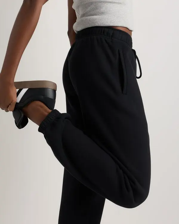 Quince Everyday Fleece Joggers With Elasticated Waistband And Drawstring - Black