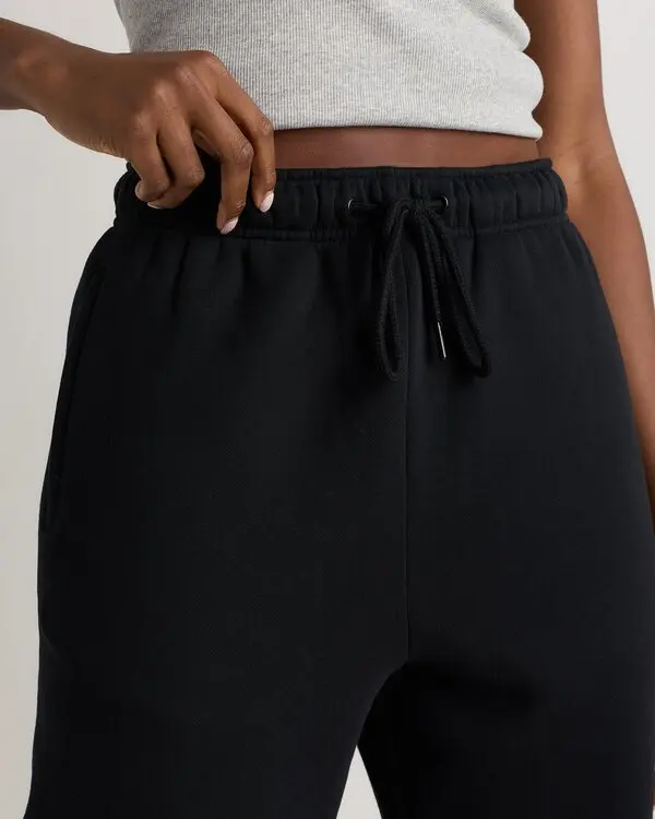 Quince Everyday Fleece Joggers With Elasticated Waistband And Drawstring - Black