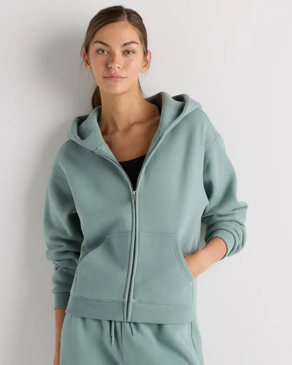 Quince Everyday Fleece Full-zip Hoodie - Coastal Sage