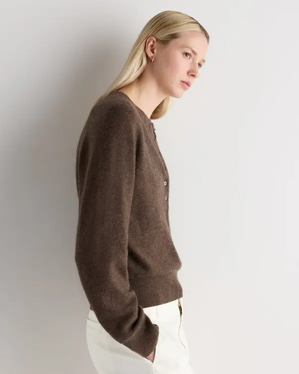 Quince Mongolian Cashmere Dolman Sleeve Henley Sweater - Brown