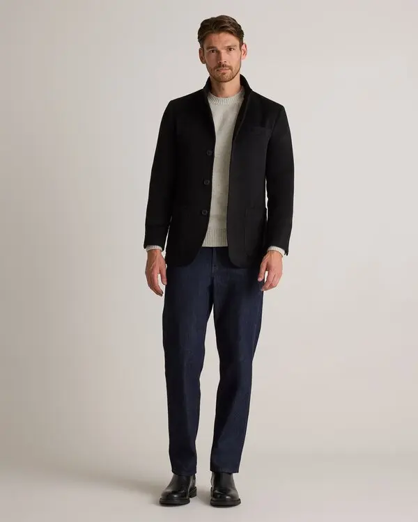 Quince Cashmere Stand Collar Blazer - Black
