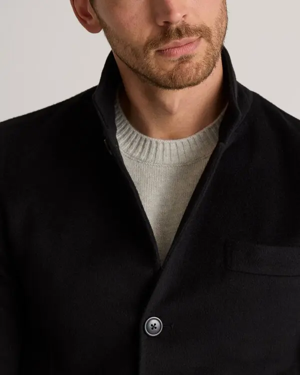 Quince Cashmere Stand Collar Blazer - Black