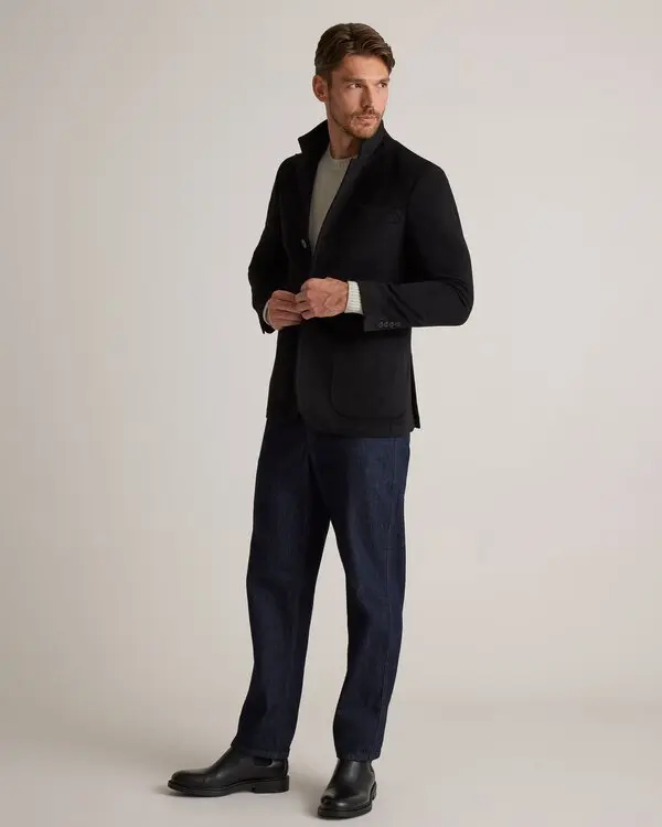 Quince Cashmere Stand Collar Blazer - Black