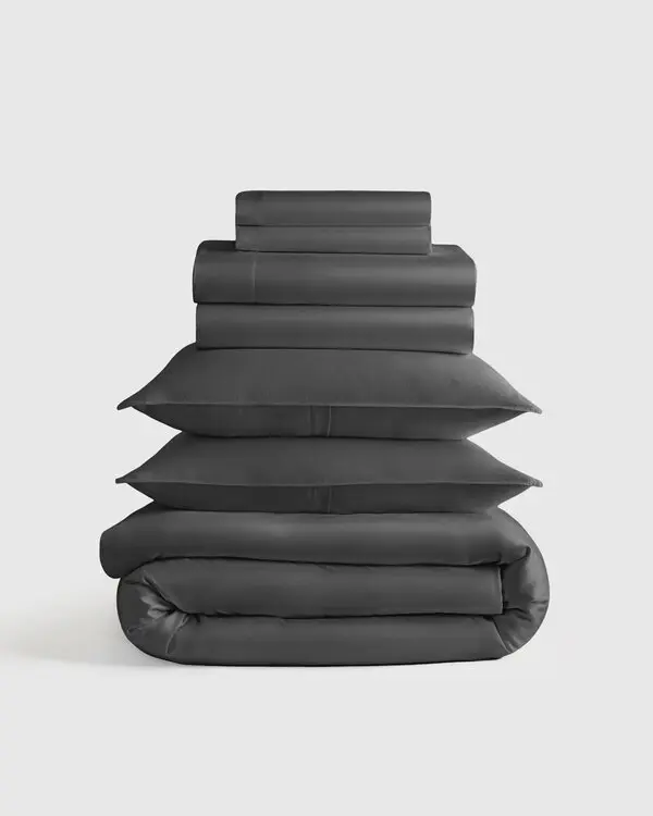 Quince Bamboo Deluxe Bedding Bundle - Charcoal