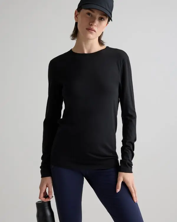 Quince 100% Merino Wool All-season Long Sleeve Base Layer - Black