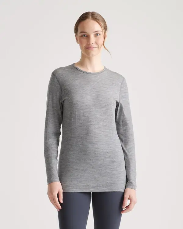 Quince 100% Merino Wool All-season Long Sleeve Base Layer - Heather Grey