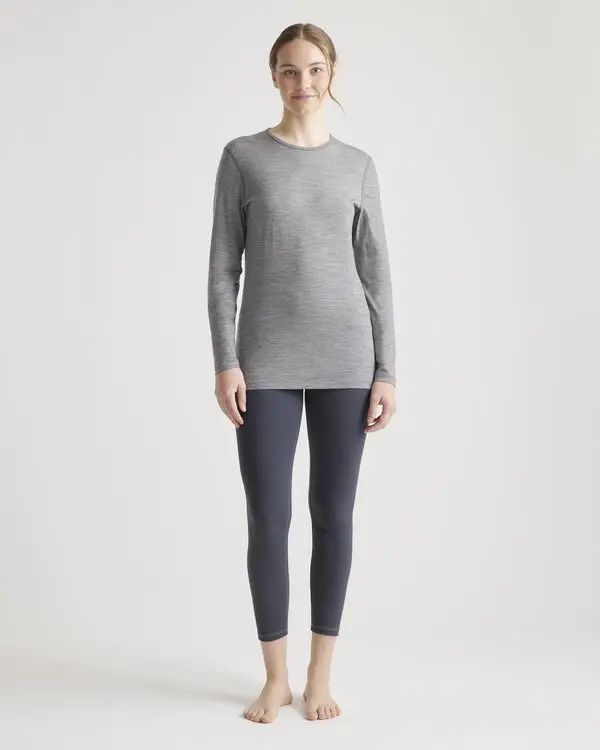 Quince 100% Merino Wool All-season Long Sleeve Base Layer - Heather Grey