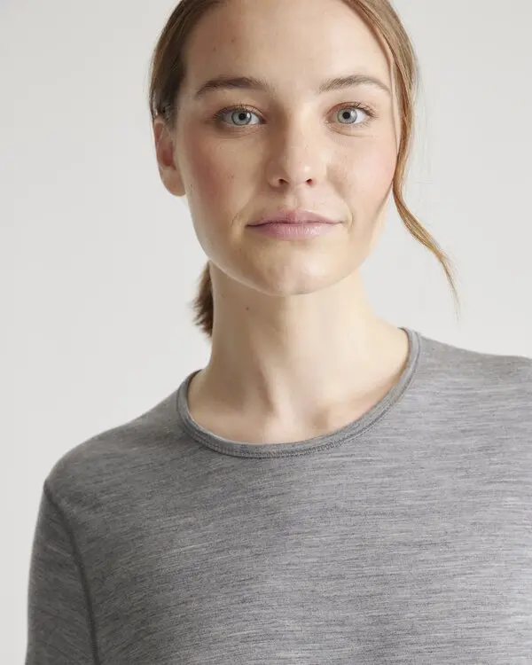 Quince 100% Merino Wool All-season Long Sleeve Base Layer - Heather Grey