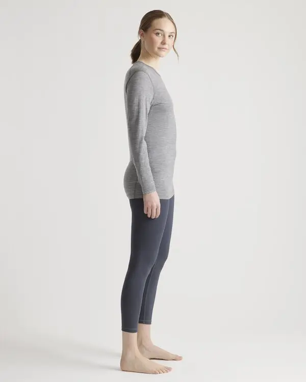 Quince 100% Merino Wool All-season Long Sleeve Base Layer - Heather Grey