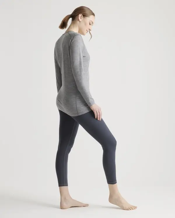 Quince 100% Merino Wool All-season Long Sleeve Base Layer - Heather Grey