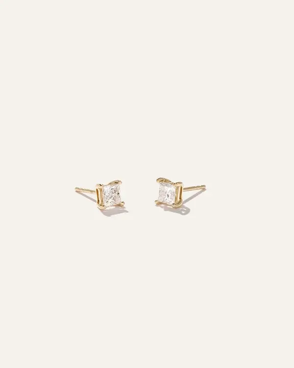 Quince 14k Gold Lab Grown Diamond Princess Solitaire Studs - Yellow Gold