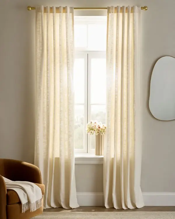 Quince Textured Cotton Curtain - Ivory