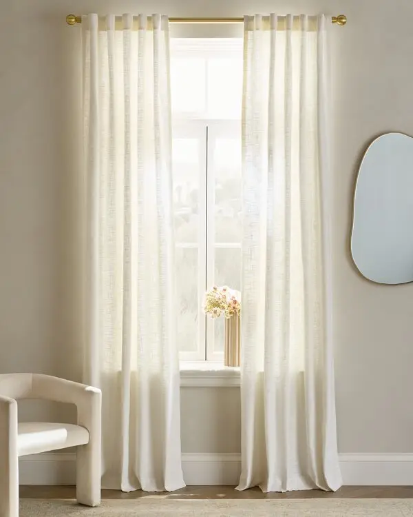 Quince Textured Cotton Curtain - White