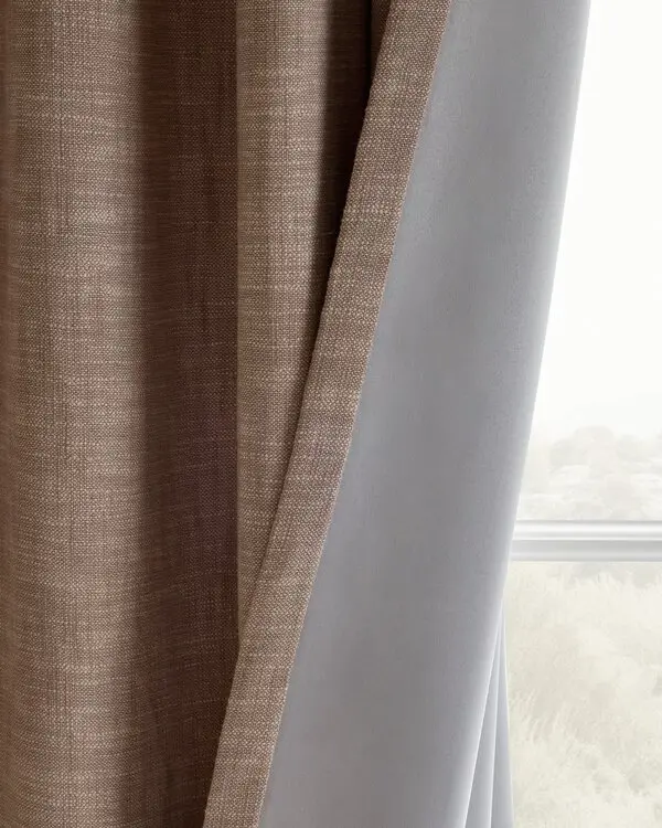 Quince Textured Cotton Room Darkening Curtain - Flax