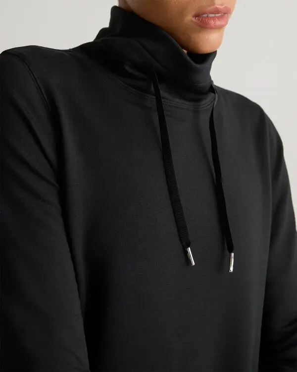 Quince Supersoft Fleece Mock Neck Pullover - Black