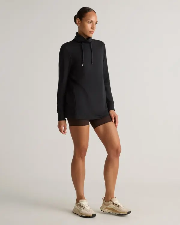 Quince Supersoft Fleece Mock Neck Pullover - Black