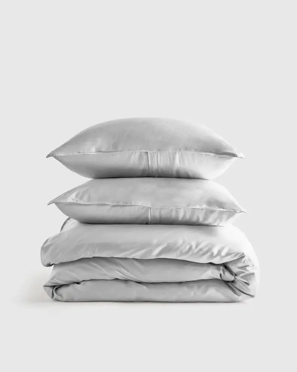 Quince Bamboo Duvet Cover Set - Light Grey