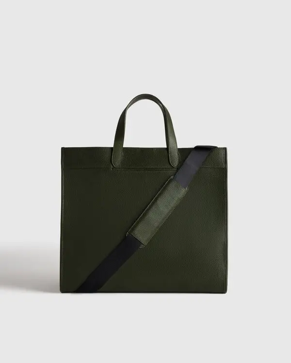 Quince Italian Leather Tote - Dark Olive