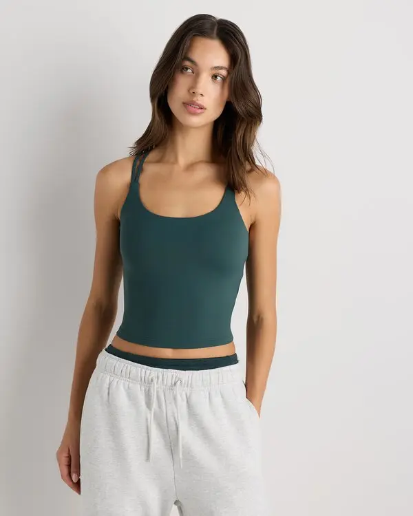 Quince Ultra-form Strappy Bra Tank Top - Forest Green