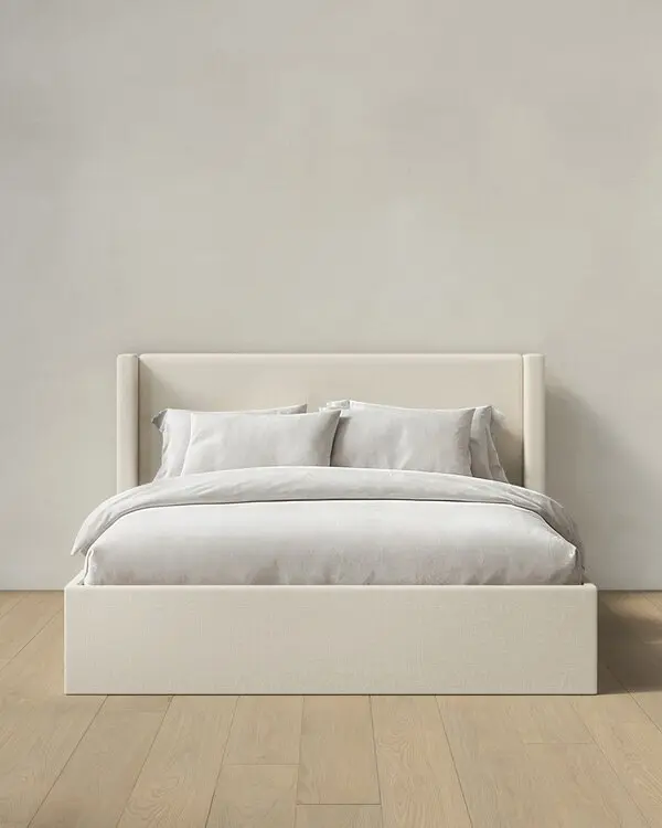 Quince 100% Linen Wingback Bed - Canvas