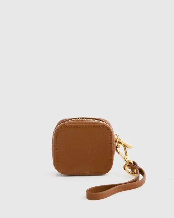Quince Italian Leather Zip Case - Cognac