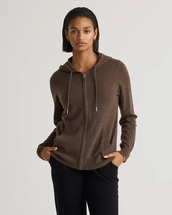 Quince Mongolian Cashmere Hoodie - Brown