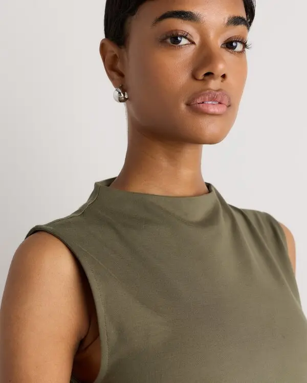 Quince Stretch Cotton Jersey Mock Neck Mini Dress