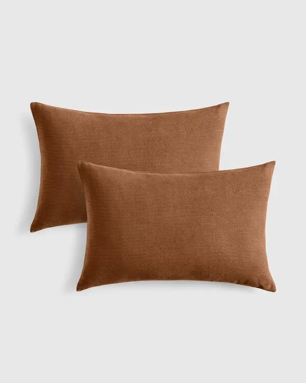 Quince Corduroy Cotton Velvet Pillow Cover - Chestnut