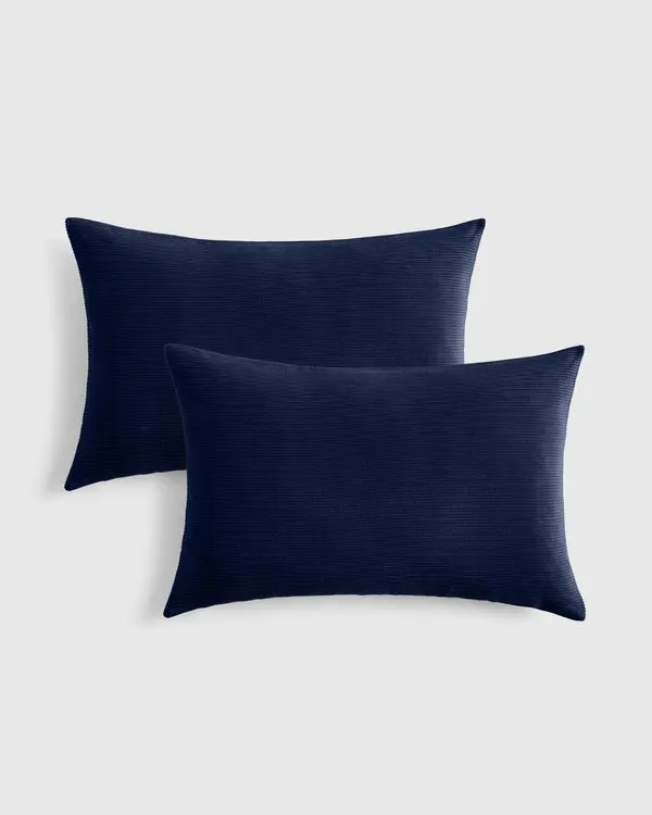 Quince Corduroy Cotton Velvet Pillow Cover - Navy