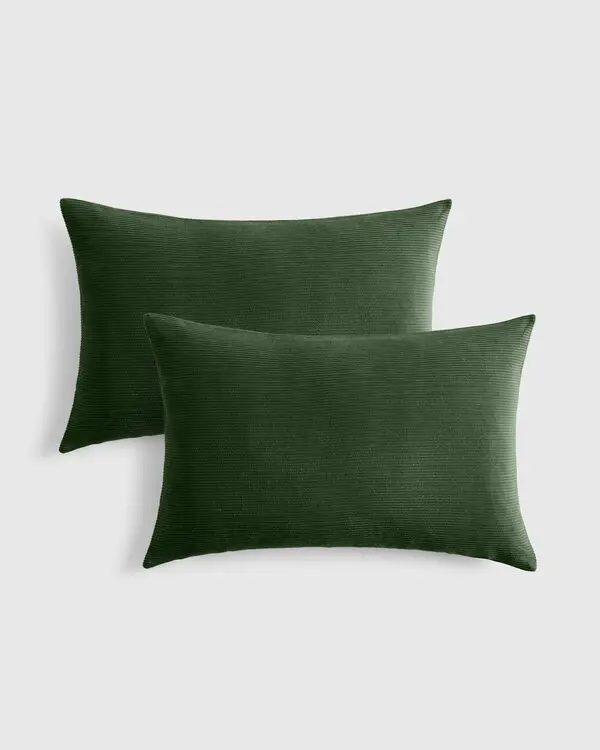 Quince Corduroy Cotton Velvet Pillow Cover - Pine