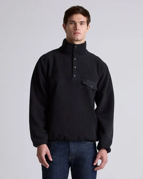 Quince Polar Fleece Snap Pullover - Bold Black