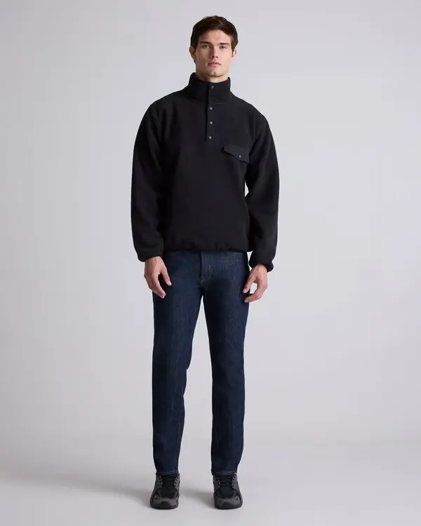 Quince Polar Fleece Snap Pullover - Bold Black