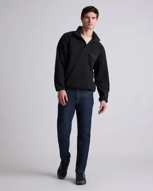 Quince Polar Fleece Snap Pullover - Bold Black