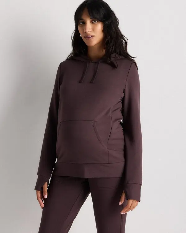 Quince Supersoft Fleece Maternity & Nursing Hoodie - Dried Fig