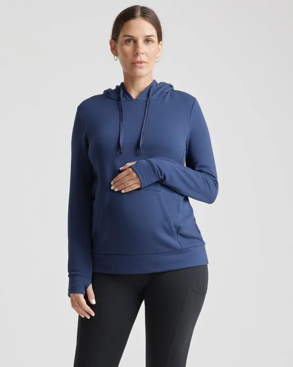 Quince Supersoft Fleece Maternity & Nursing Hoodie - Navy