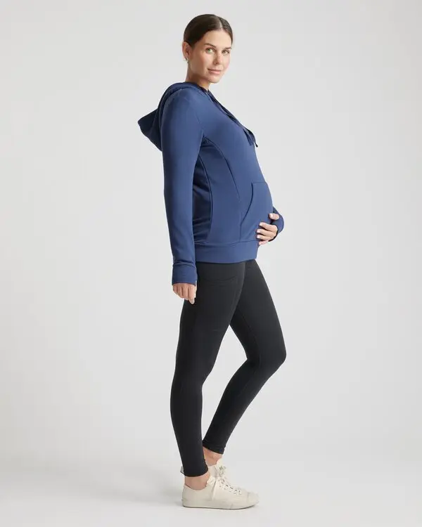 Quince Supersoft Fleece Maternity & Nursing Hoodie - Navy