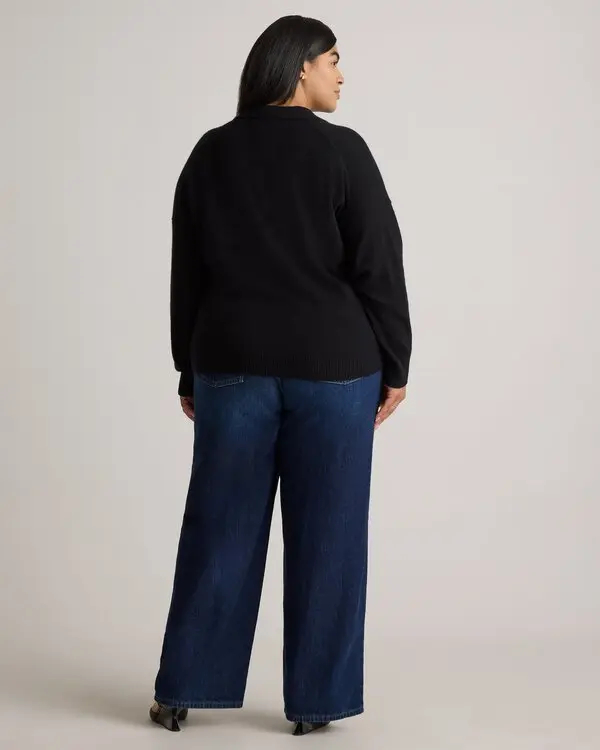 Quince Mongolian Cashmere Polo Sweater - Black