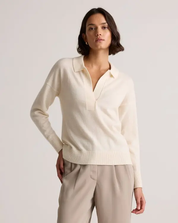 Quince Cashmere Polo Sweater - Ivory